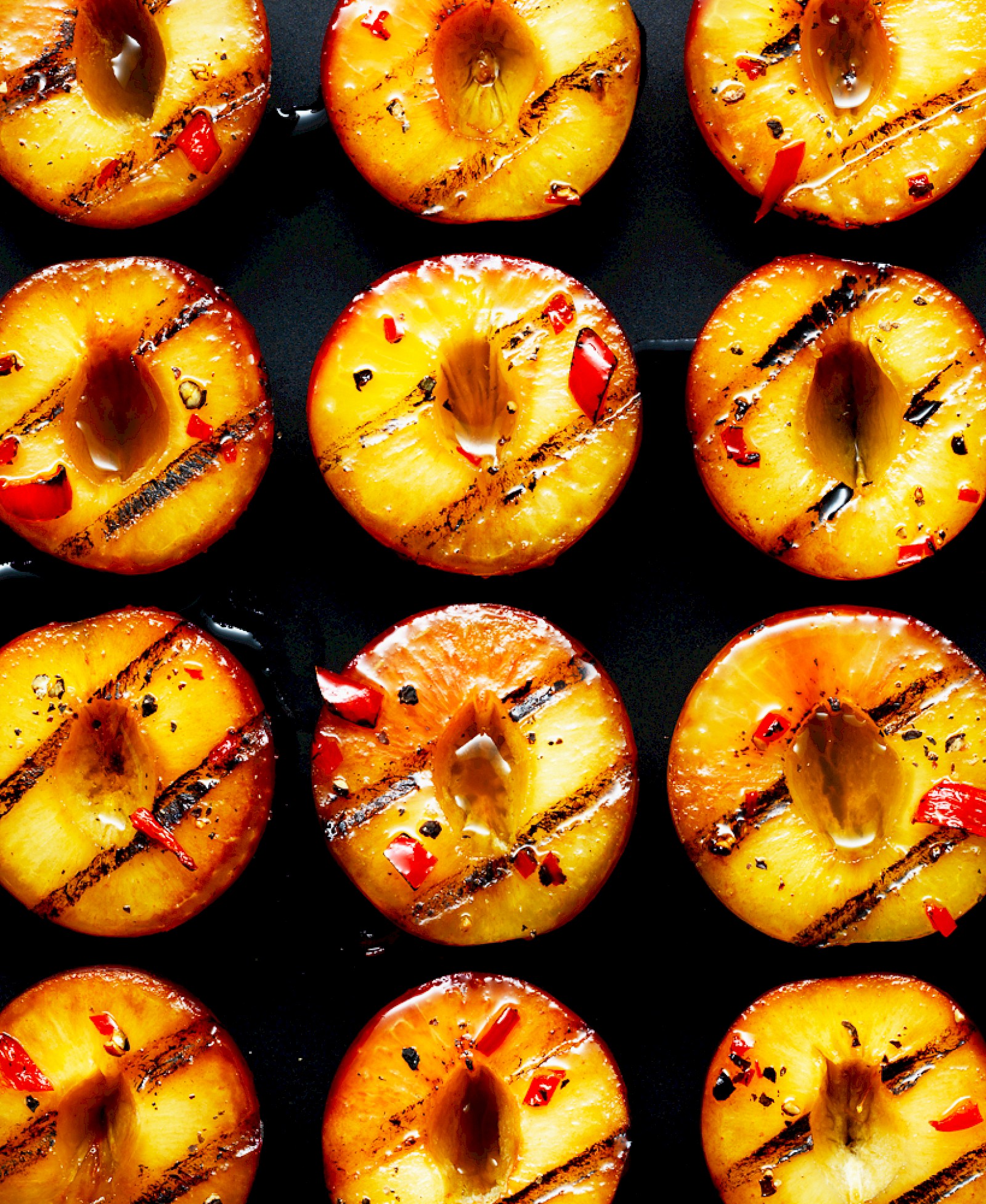 Griddled Plums With Chilli - Karen Thomas Photography